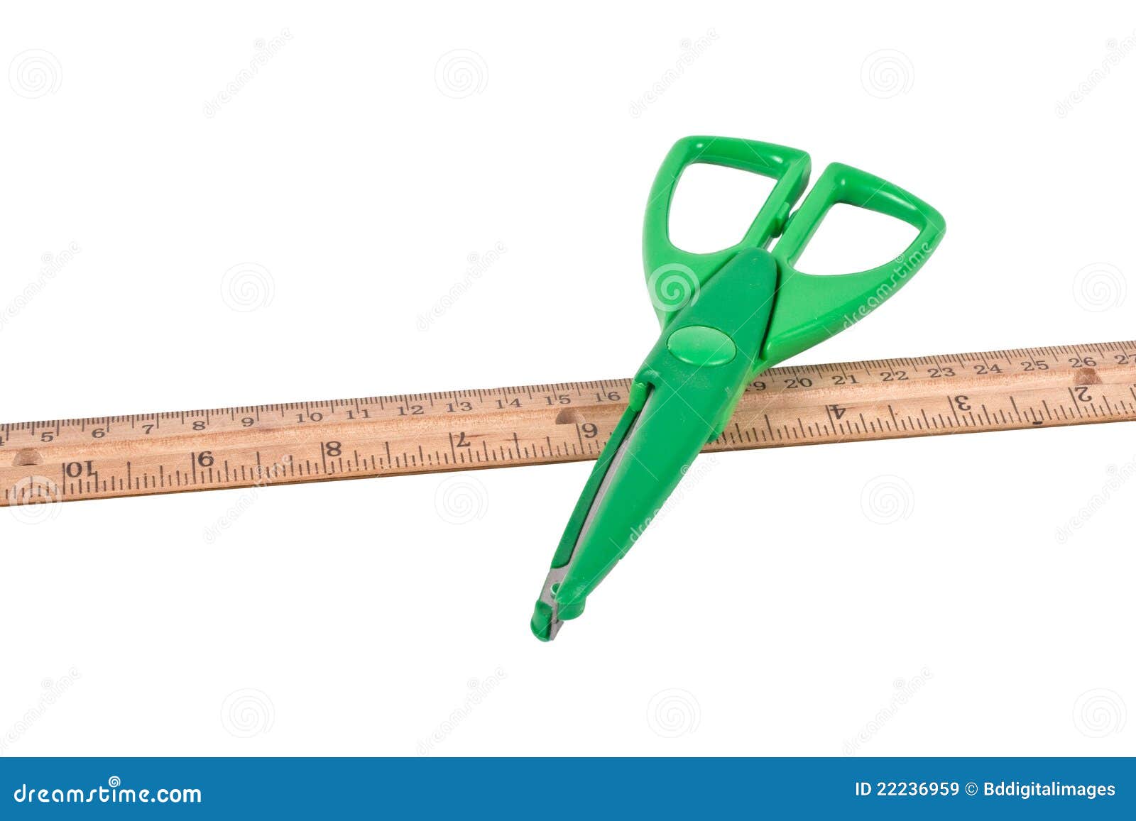 Wooden Ruler and Plastic Scissors Stock Image - Image of inches ...