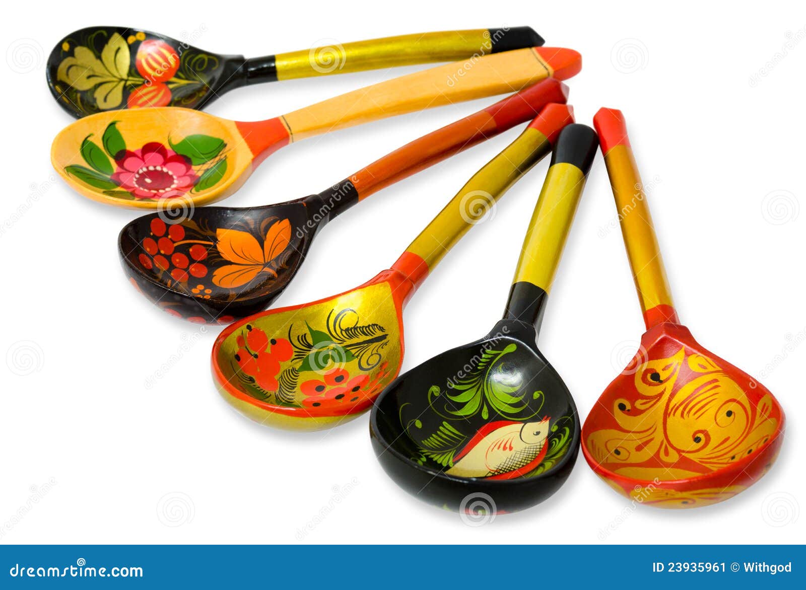 Wooden Russian spoons stock image. Image of lacquer, utensil - 23935961