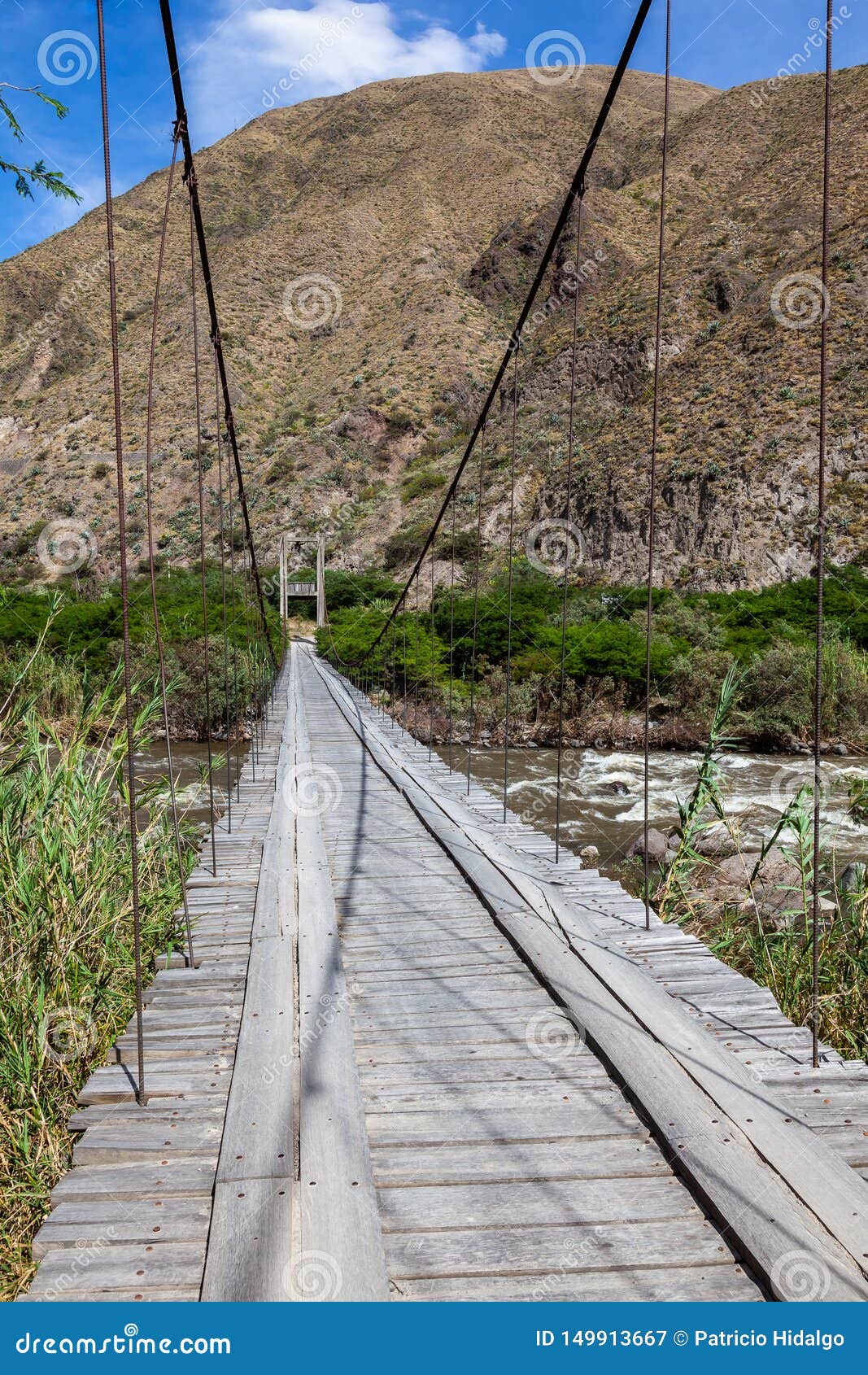 Wooden Rustic Suspension Bridge Editorial Photography - Image of wooden ...