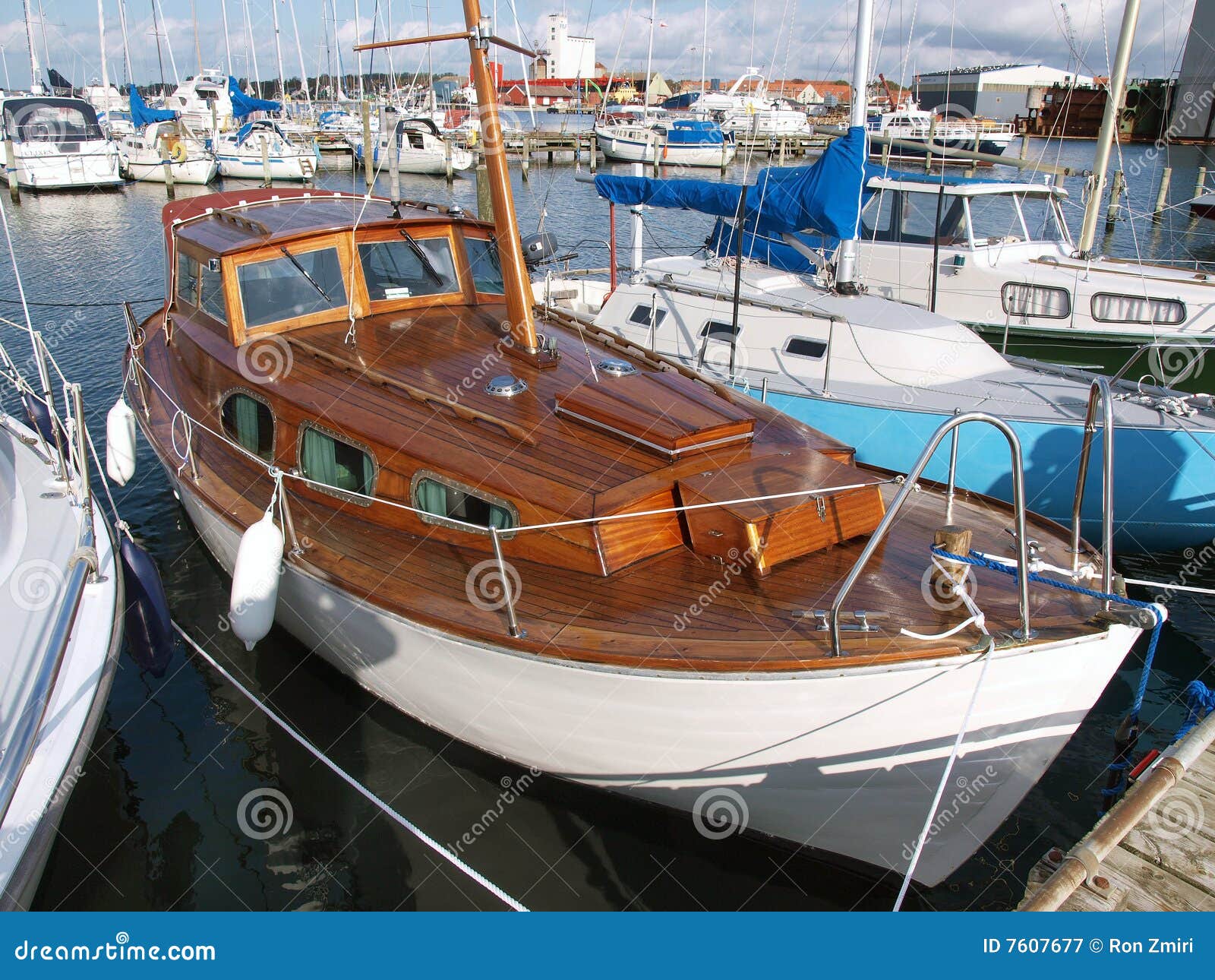 Wooden sailboat stock image. Image of blue, classic, harbor - 7607677