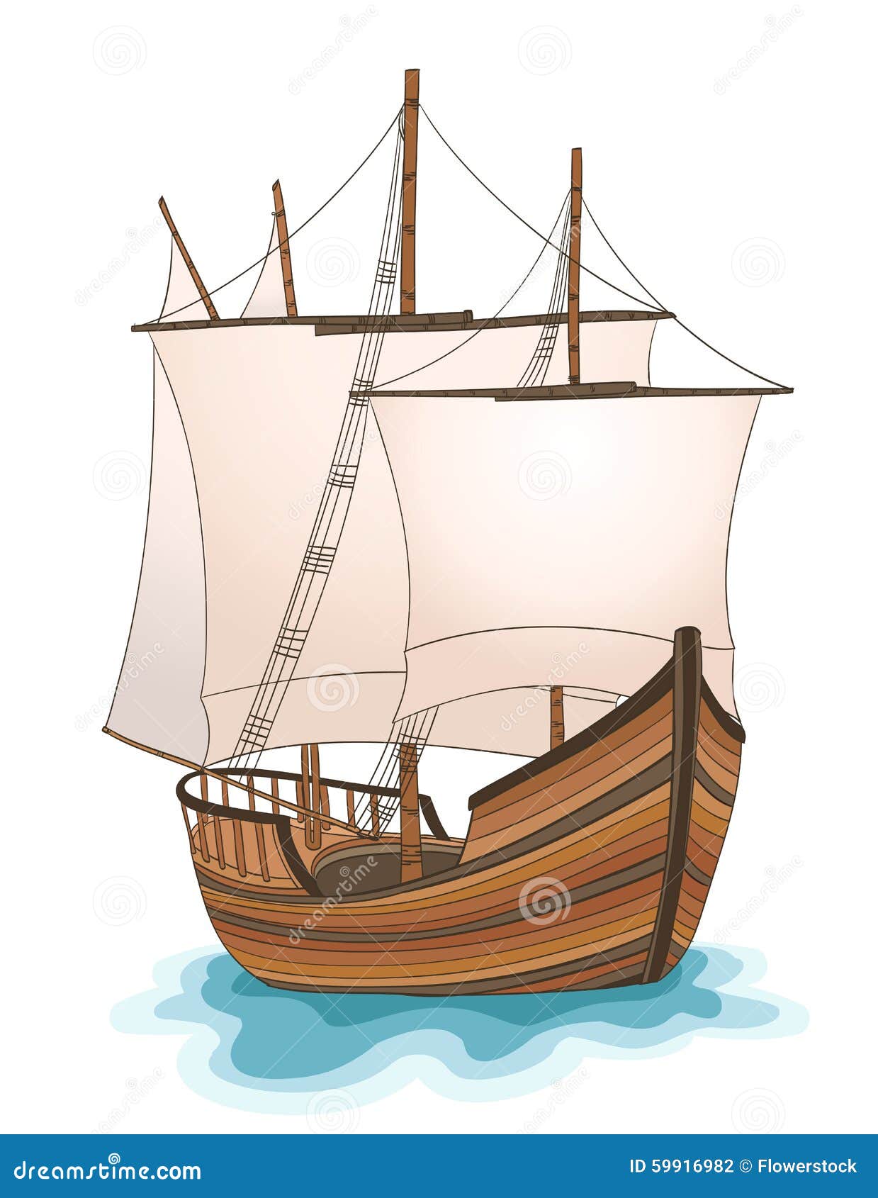 Wooden Sailing Ship Or Boat. Vector File Available | CartoonDealer.com ...
