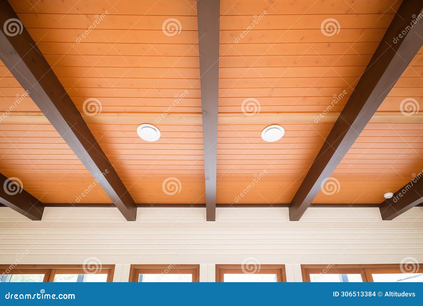 Wooden Sauna Ceiling with Exposed Beams Stock Photo - Image of woodwork ...