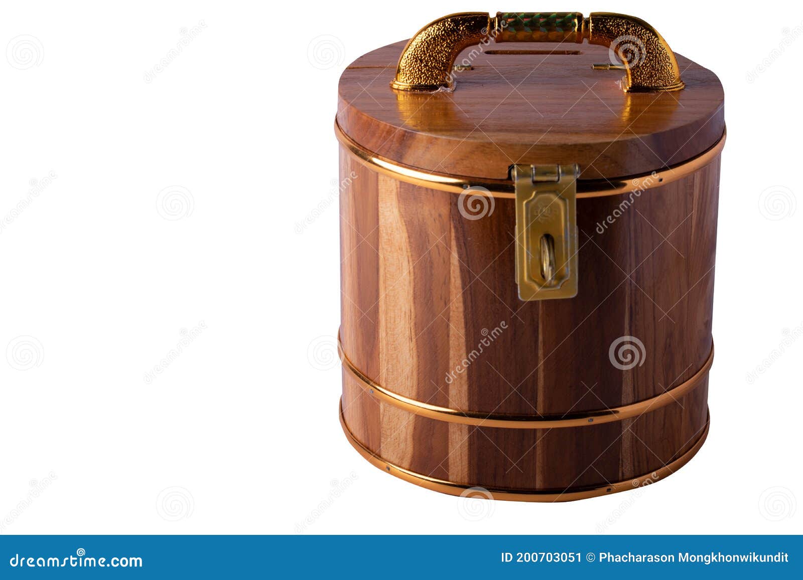 Wooden Savings Bank with a Key Lock on the Front Stock Image - Image of ...