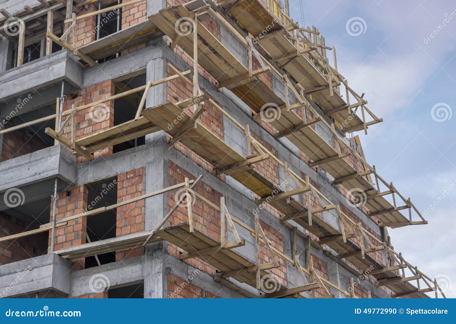 Wooden Scaffolding on a Building Stock Photo - Image of housing ...