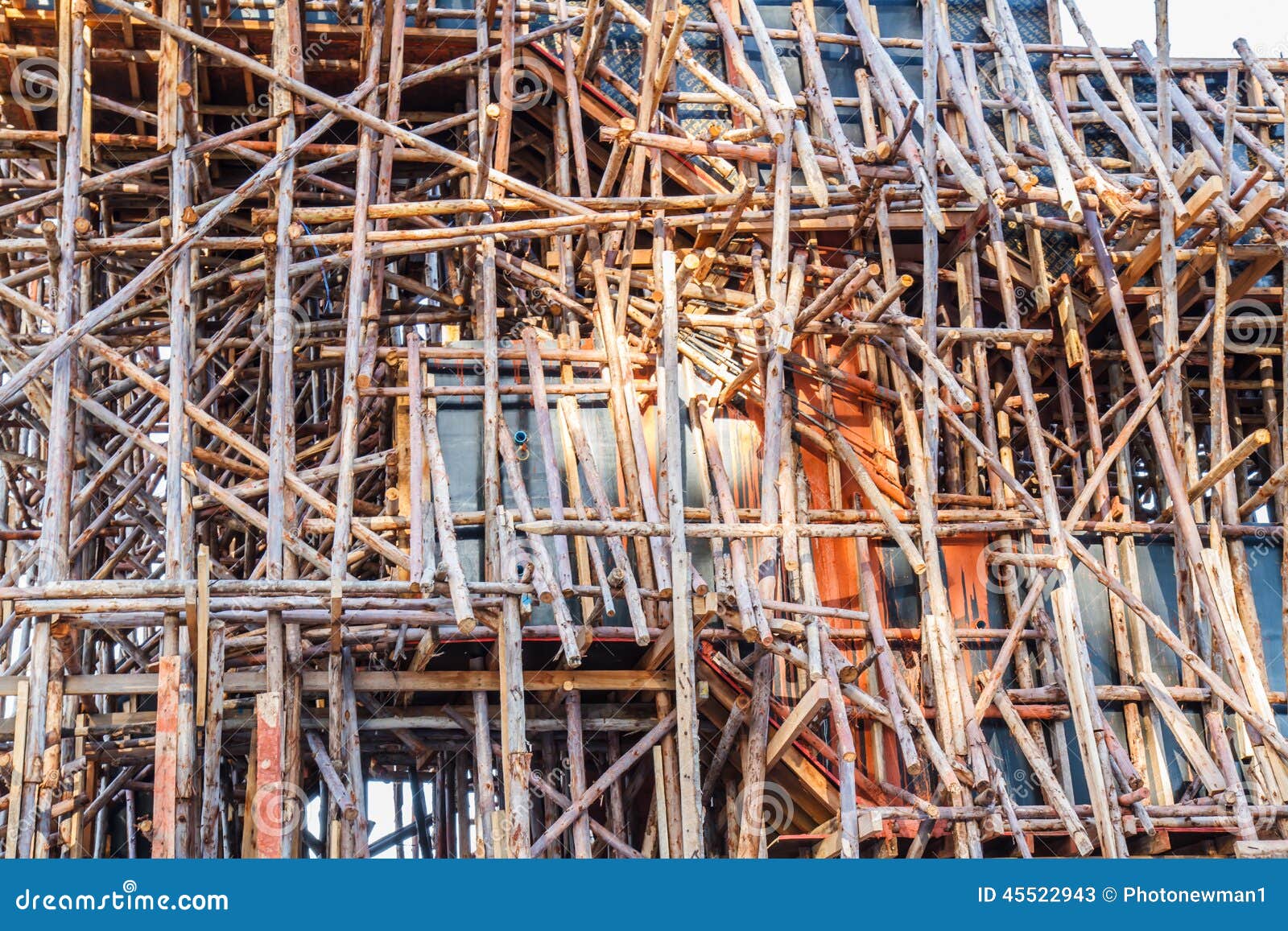 Wooden scaffolding editorial stock photo. Image of church - 45522943