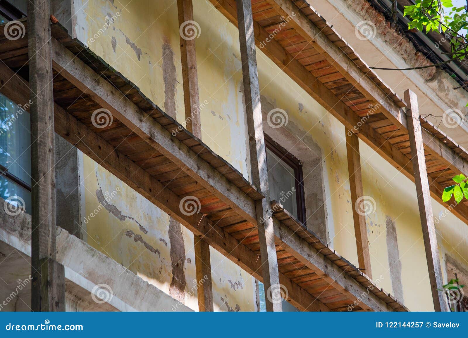 Wooden Scaffolding during the Restoration of the Old Building Stock ...