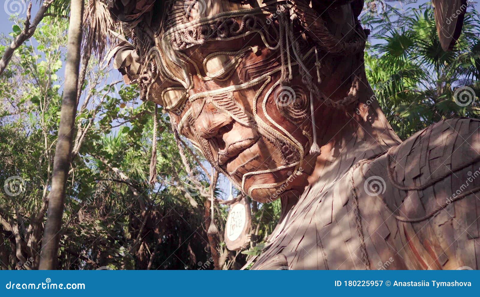 A Huge Wooden Sculpture in the Jungle of Tulum. Stock Video - Video of ...