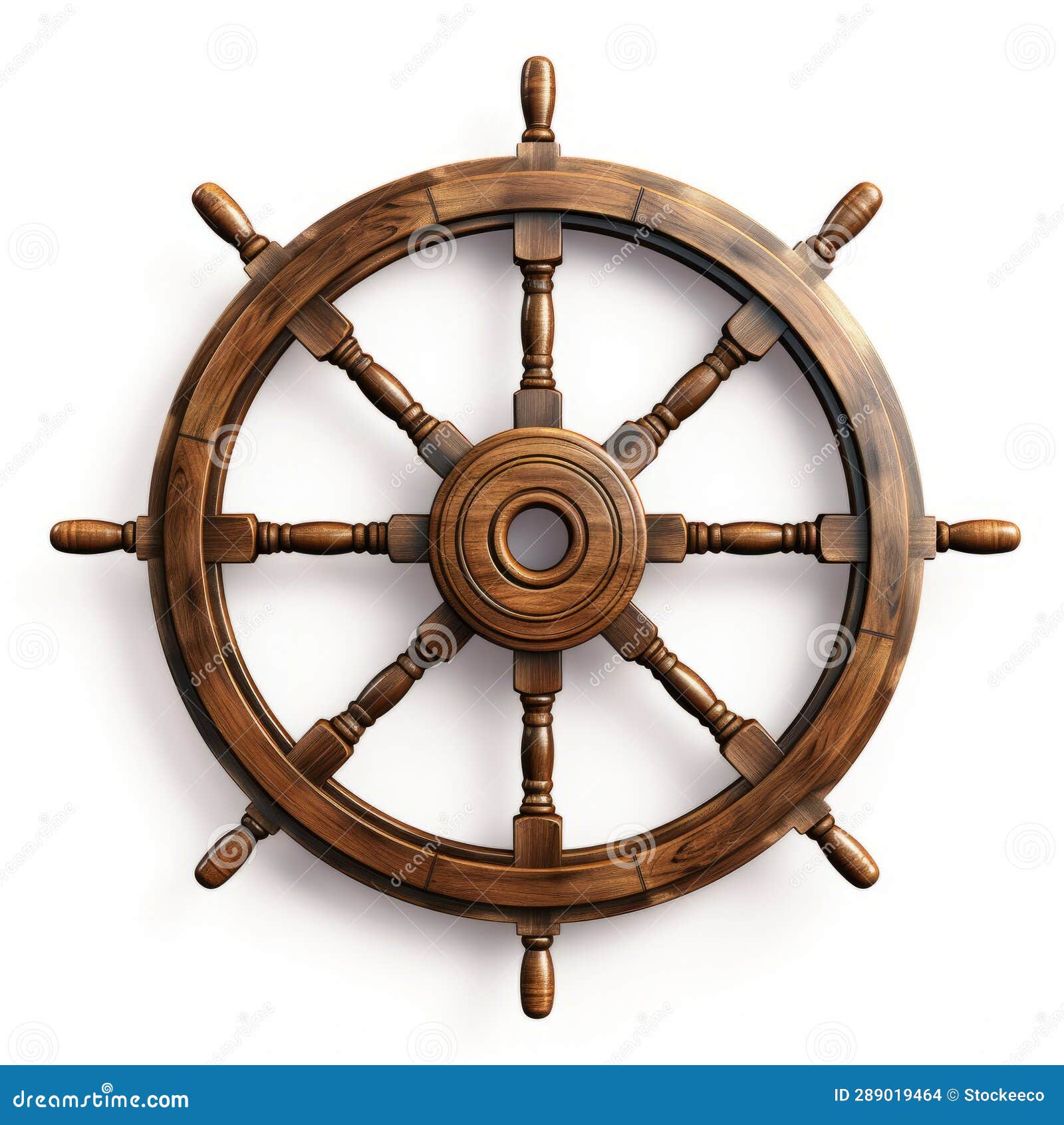 Symmetrical Boat Wheel Design on White Background Stock Illustration ...