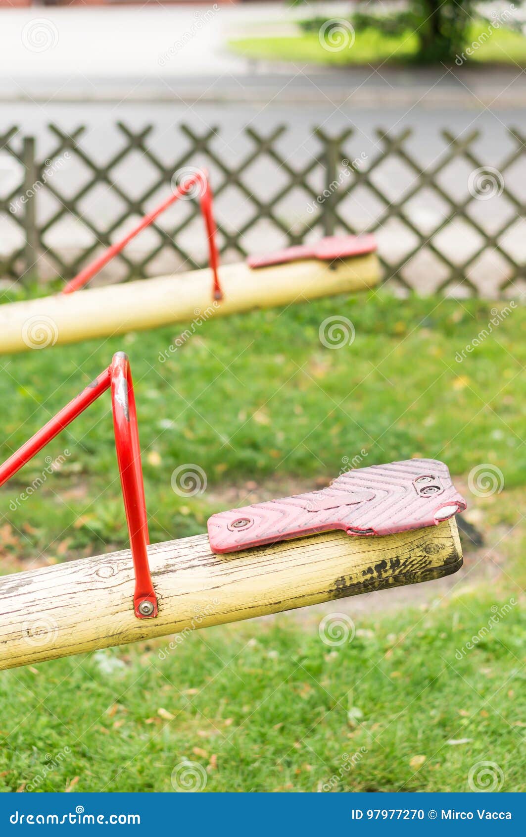 Wooden seesaw stock photo. Image of activity, park, outdoor - 97977270