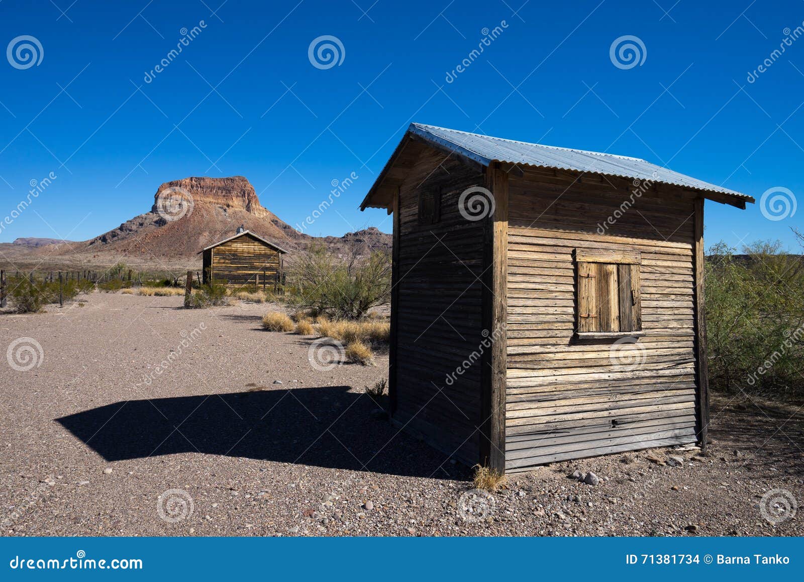 Wooden Shacks in Desert Setting Stock Photo - Image of shack ...