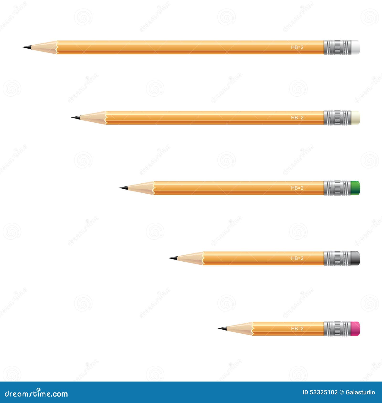 Wooden Sharp Pencils Set Isolated on White Background. Stock ...