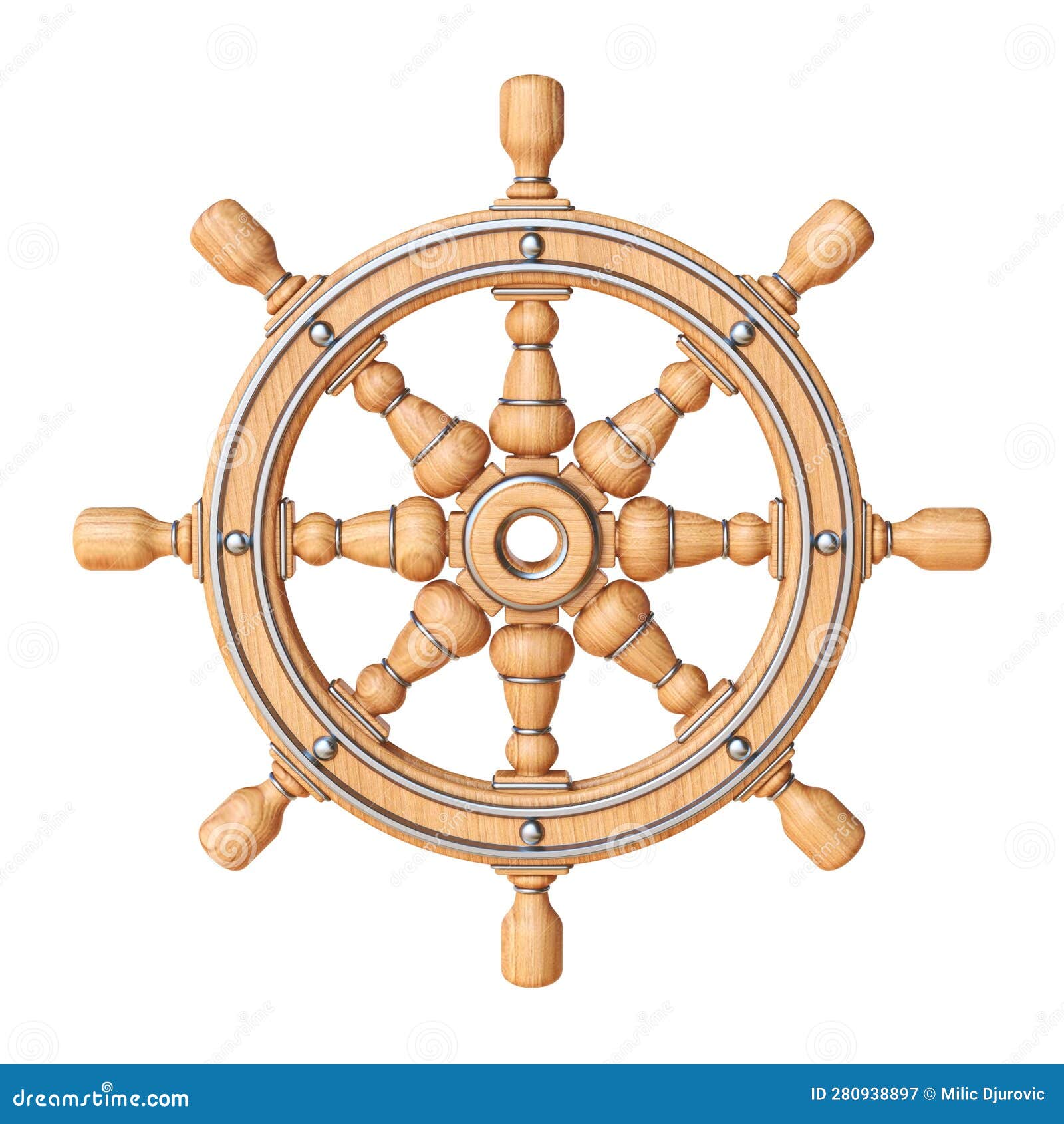 Yacht Or Sheep Wheel Rudder Flat Style Vector Illustration On White ...