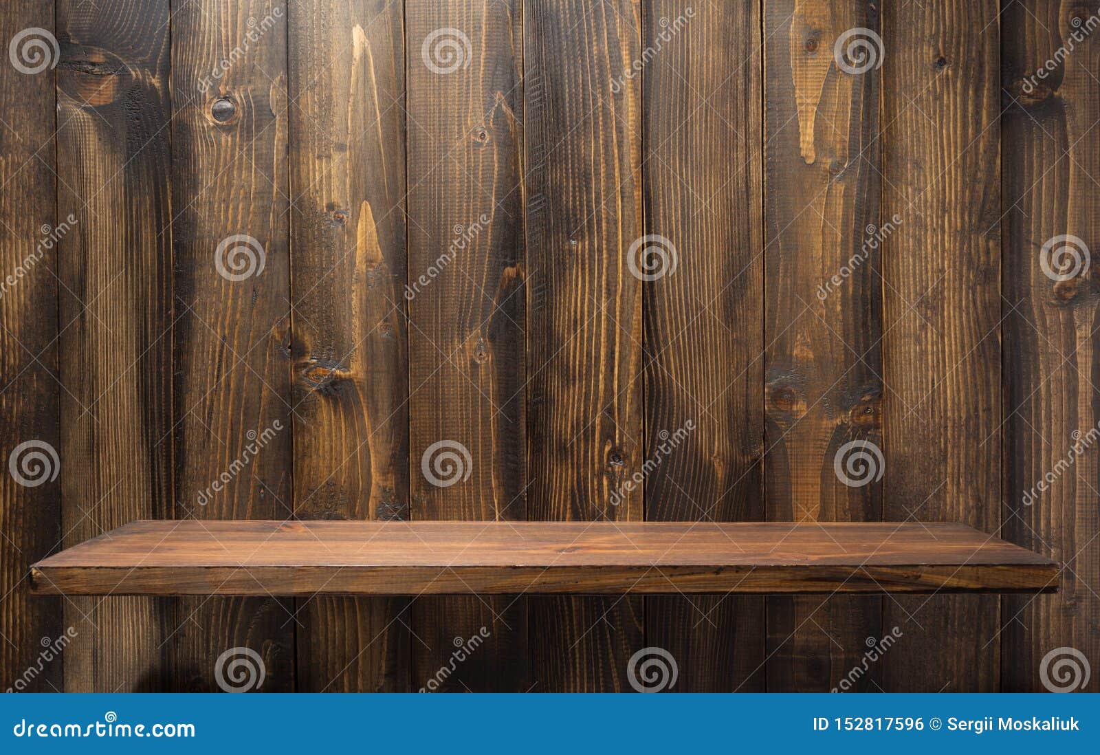 Wooden shelf at background stock photo. Image of signboard - 152817596
