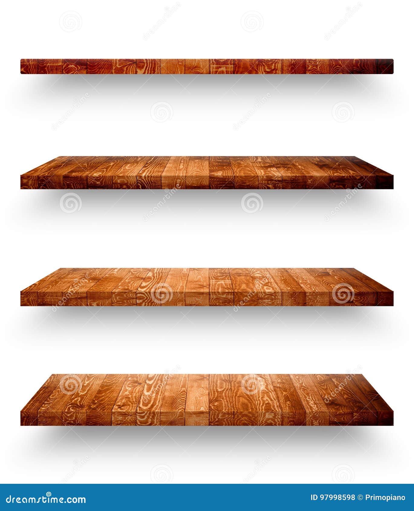 Wooden Shelf Template Set Isolated Stock Photo - Image of grain, desk ...