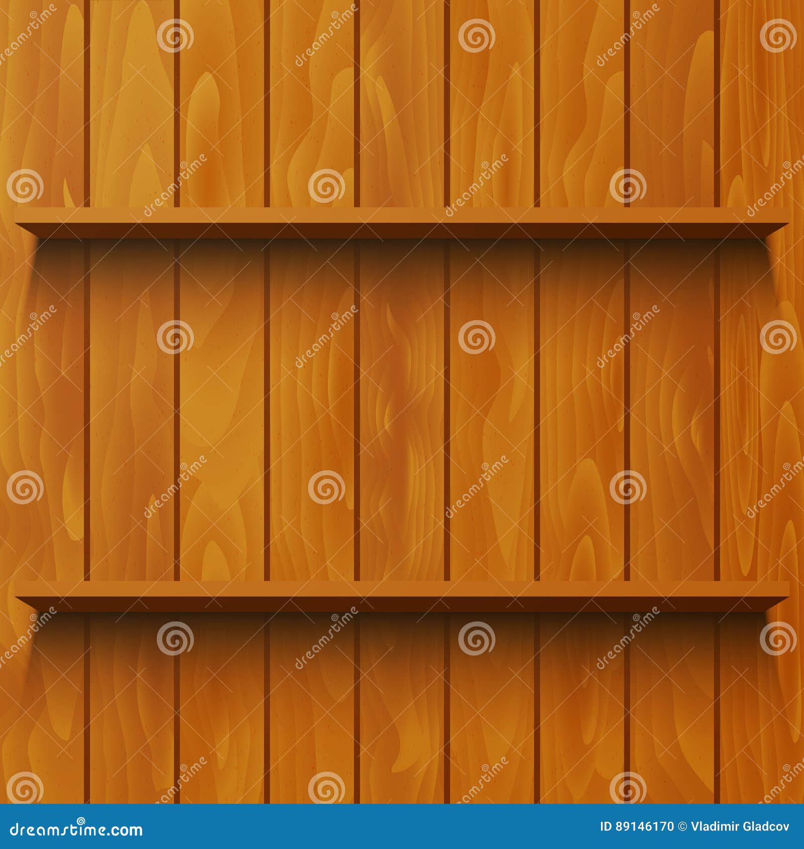 Wooden shelf stock vector. Illustration of light, bookshelf - 89146170