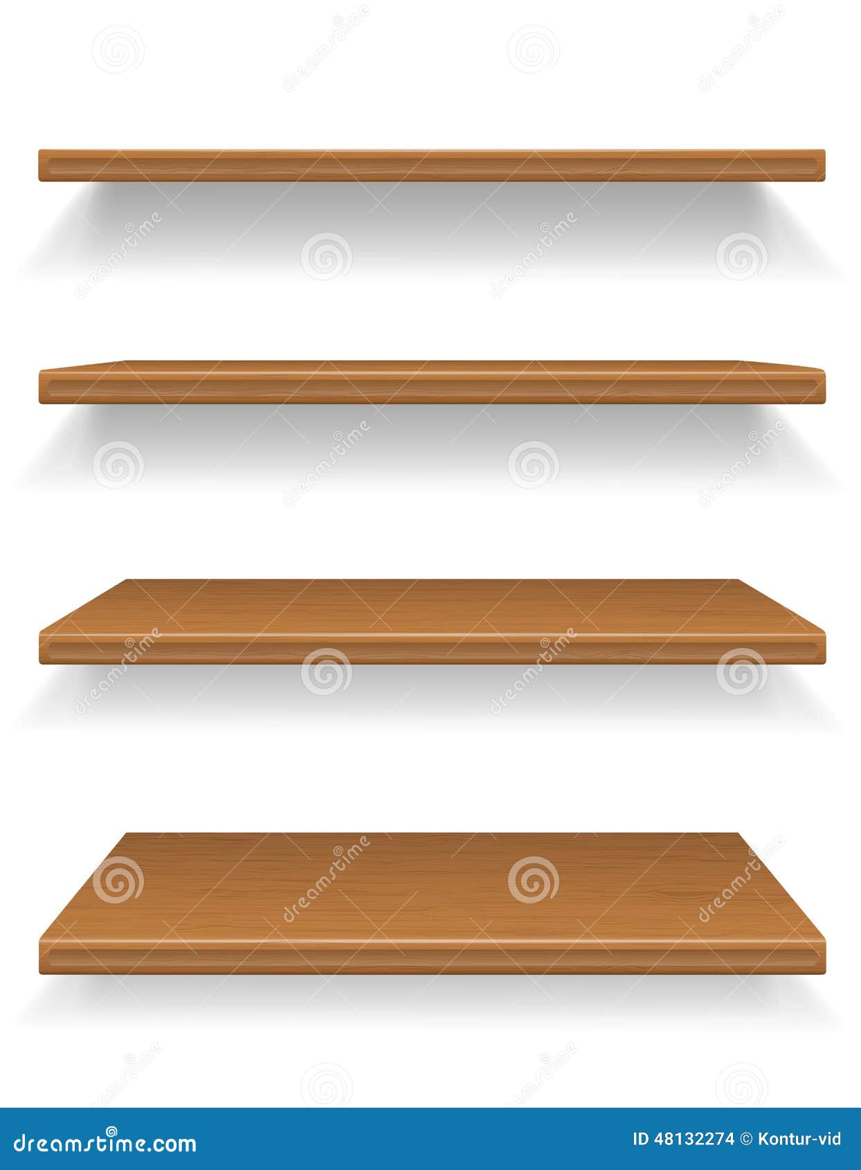 Wooden Shelves Vector Illustration Stock Vector - Illustration of shelf ...
