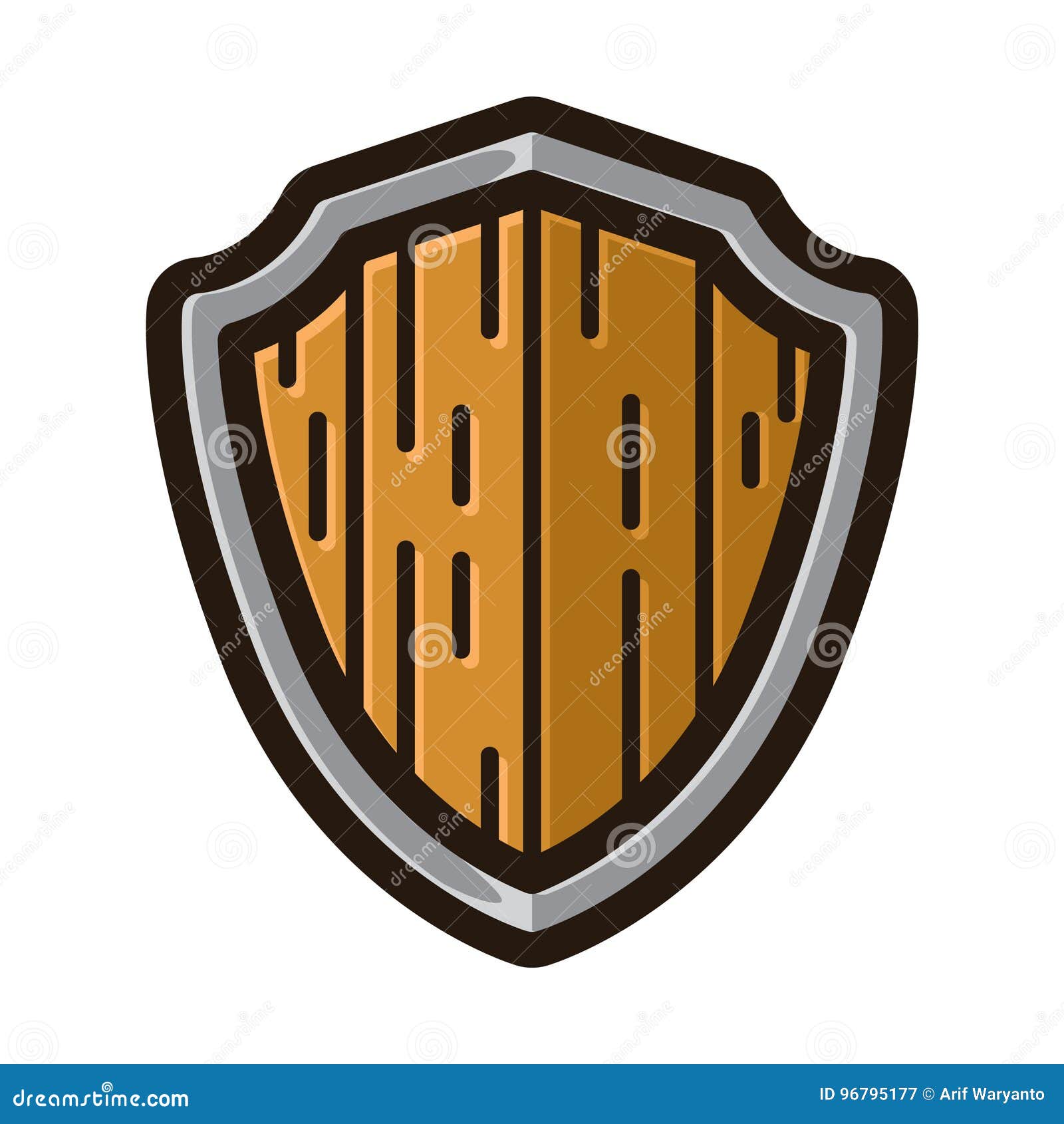 WOODEN SHIELD Color stock vector. Illustration of color - 96795177