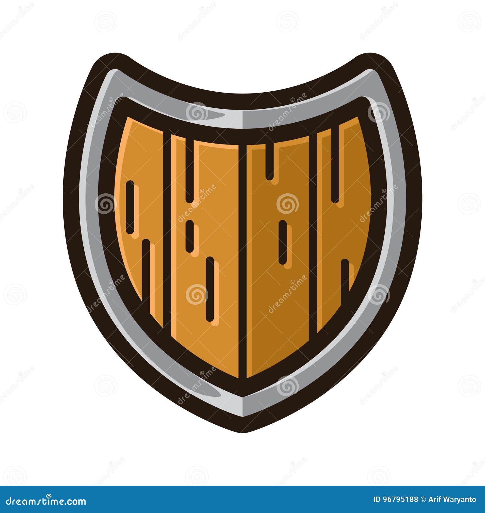 WOODEN SHIELD Color stock vector. Illustration of wooden - 96795188