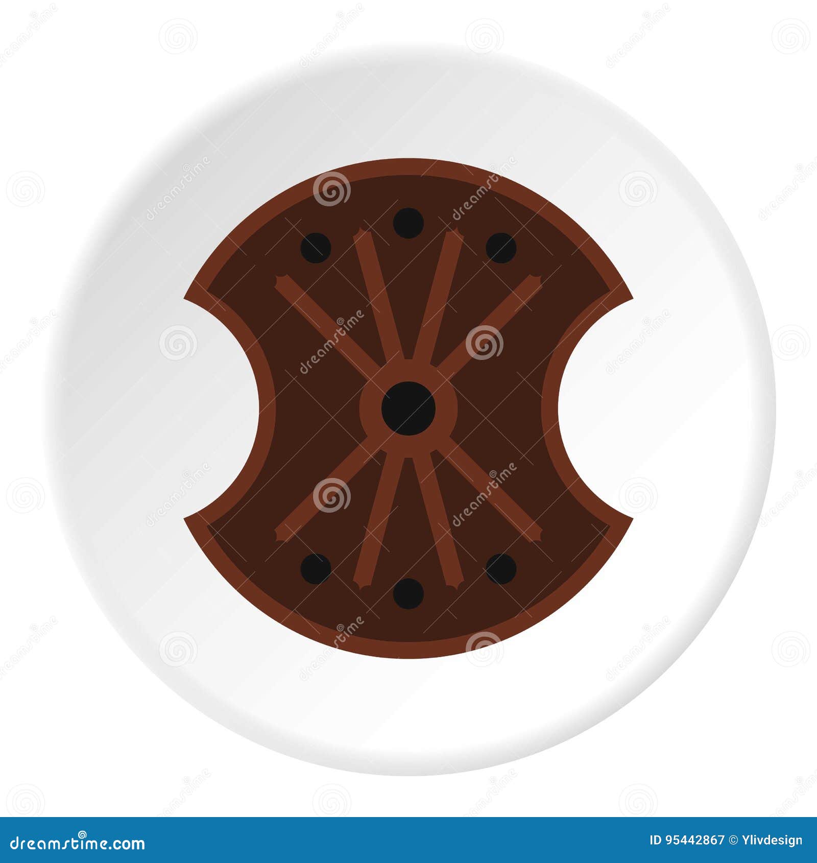 Wooden shield icon circle stock vector. Illustration of courage - 95442867