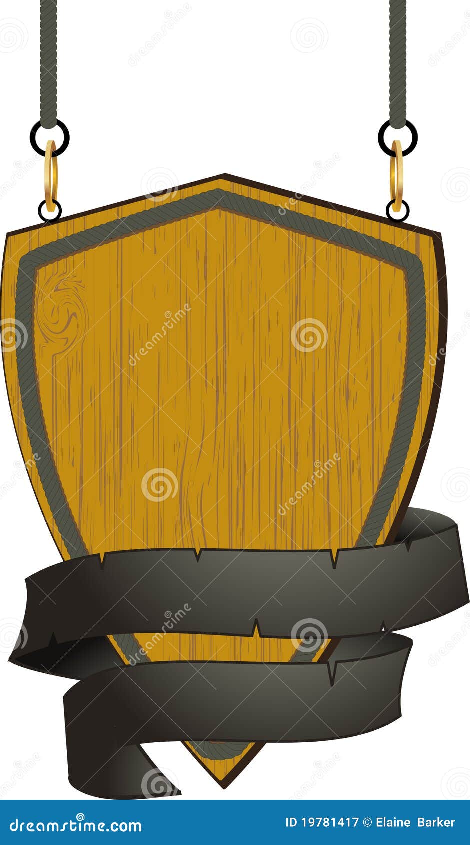 Wooden Shield Sign with Rope Detail Stock Vector - Illustration of ...