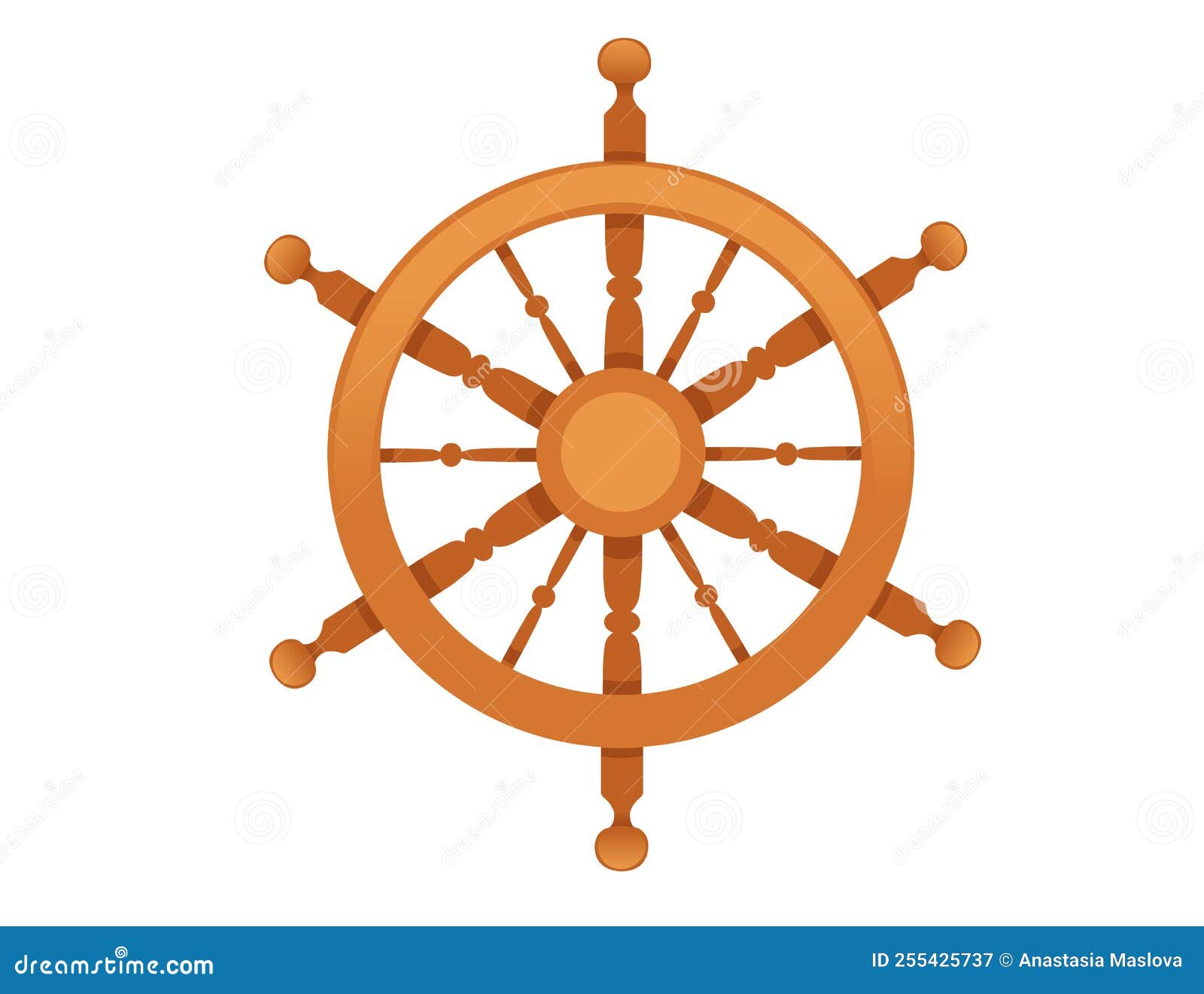 Wooden Ship Helm Vector Illustration Isolated on White Background Stock ...