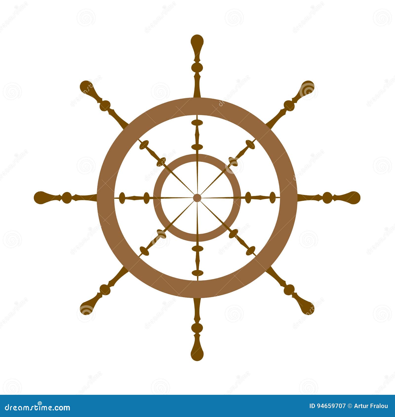 Wooden Ship Helm on White Background. Vector Illustration Stock Vector ...