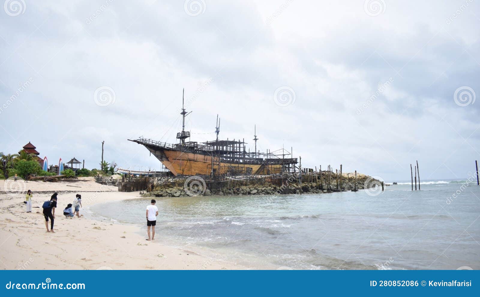 Wooden Ship Stranded on Melasti Beach Editorial Photo - Image of ...