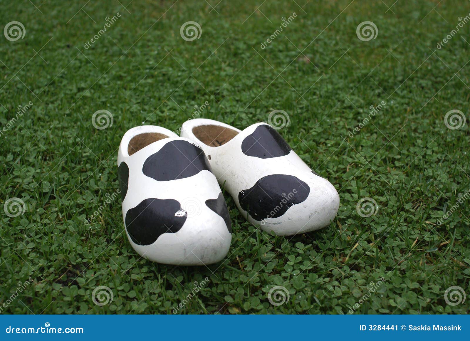 Wooden Shoes with Cow Print. Stock Image - Image of footwear, shoes ...