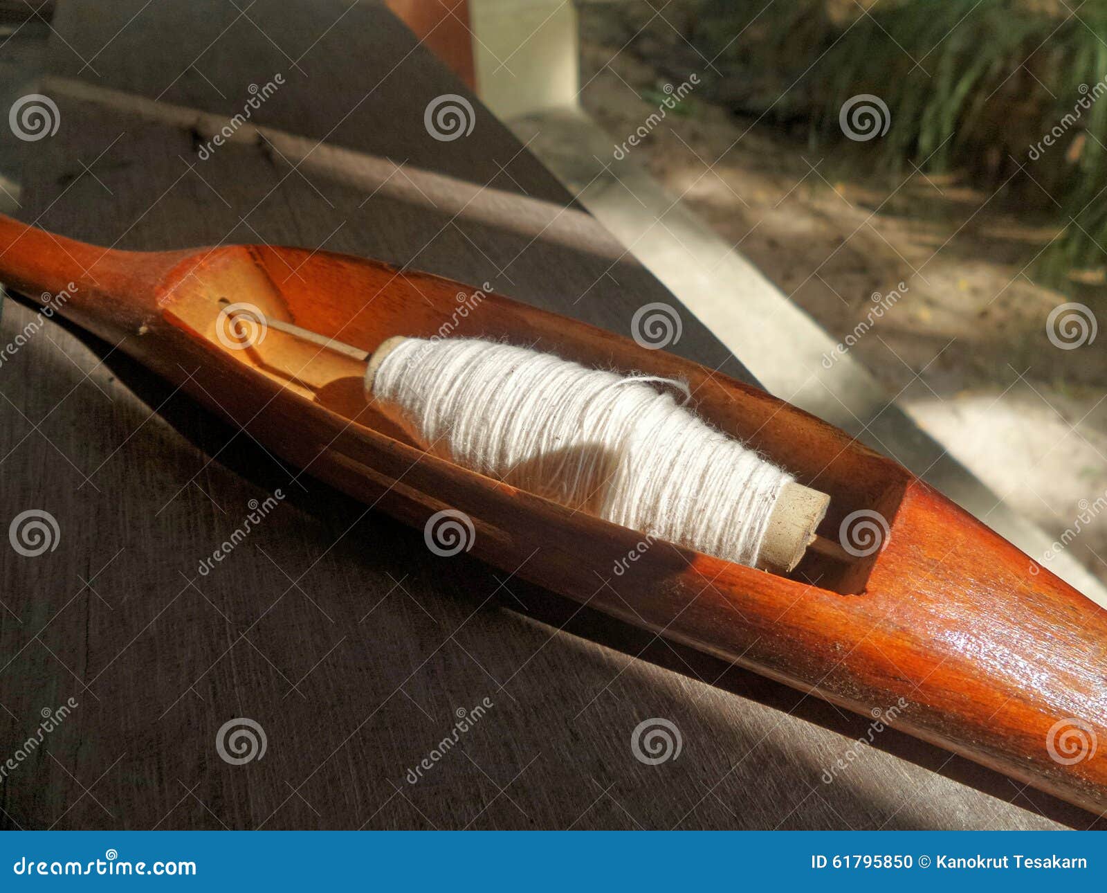 Wooden Shuttle Loom with White Yarn for Weaving Stock Photo - Image of ...