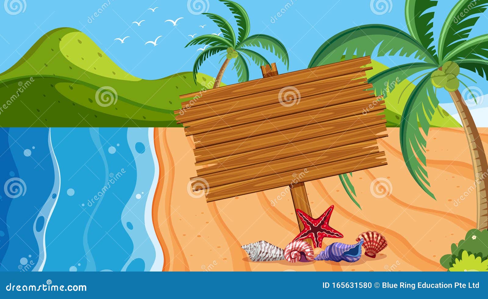 Wooden sign on the beach stock illustration. Illustration of empty ...