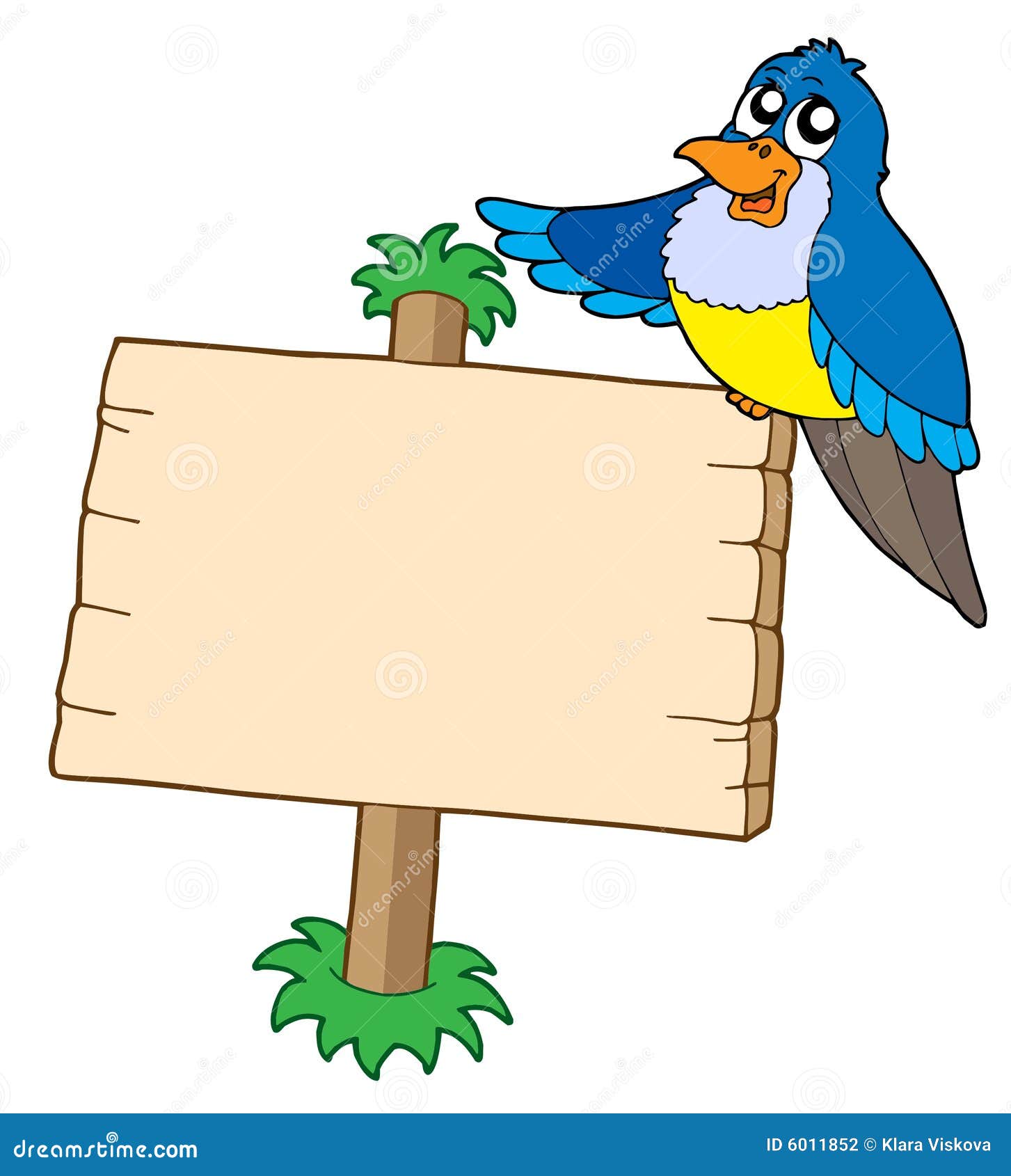 Wooden sign with blue bird stock vector. Illustration of design - 6011852