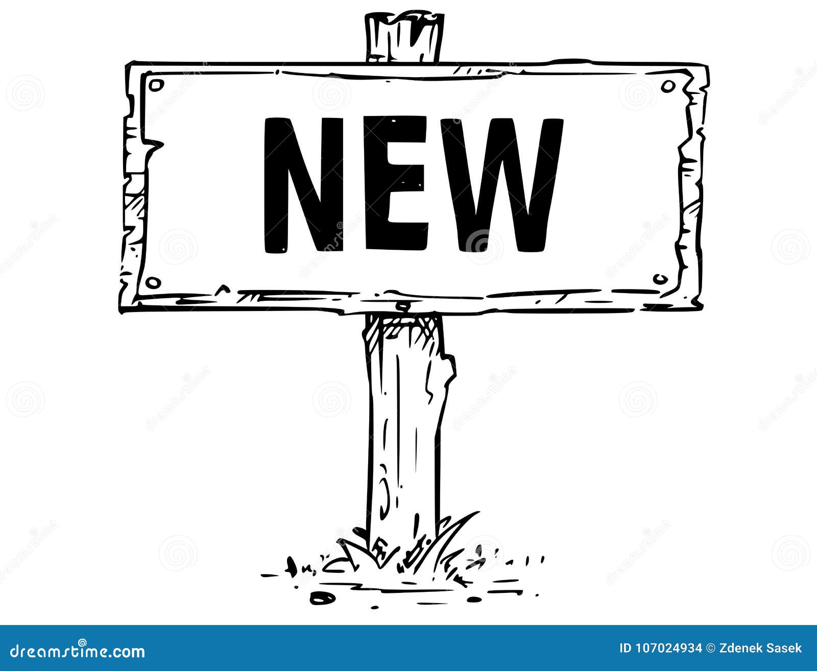 Wooden Sign Board Drawing with New Text Stock Vector - Illustration of ...