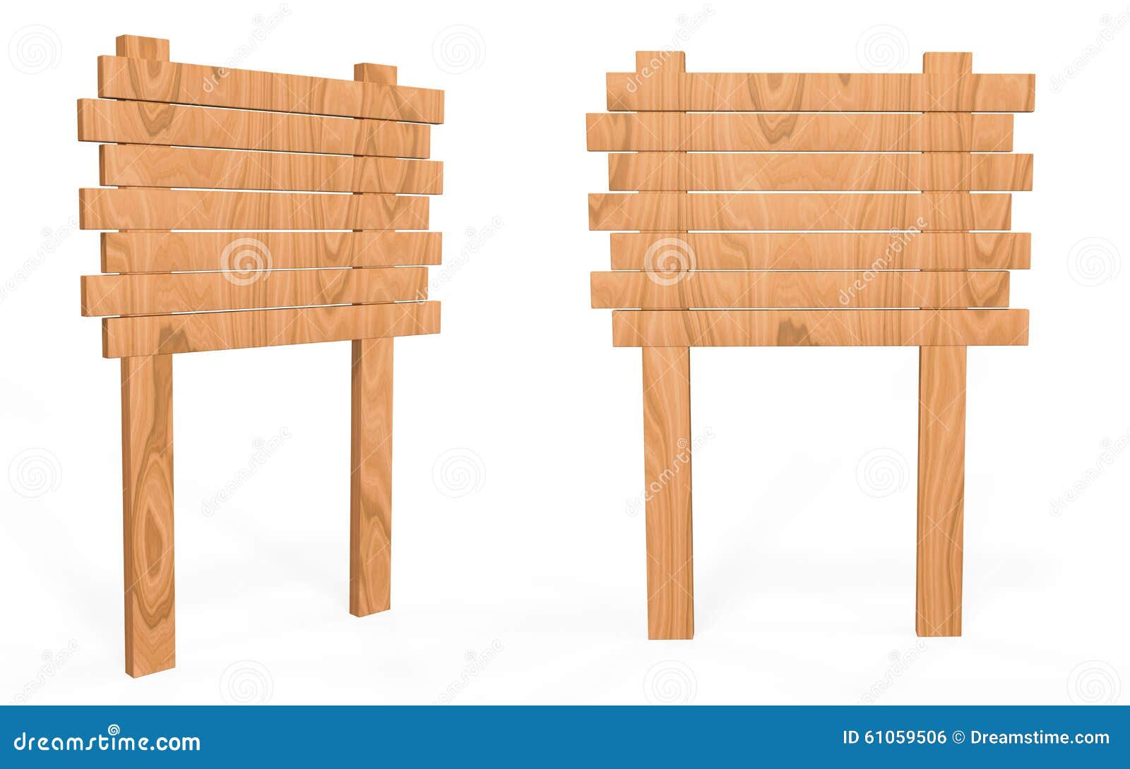 Wooden Sign Board from Side and Front View Stock Illustration ...