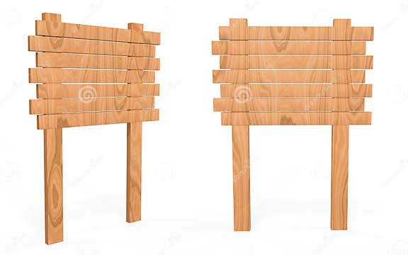 Wooden Sign Board from Side and Front View Stock Illustration ...