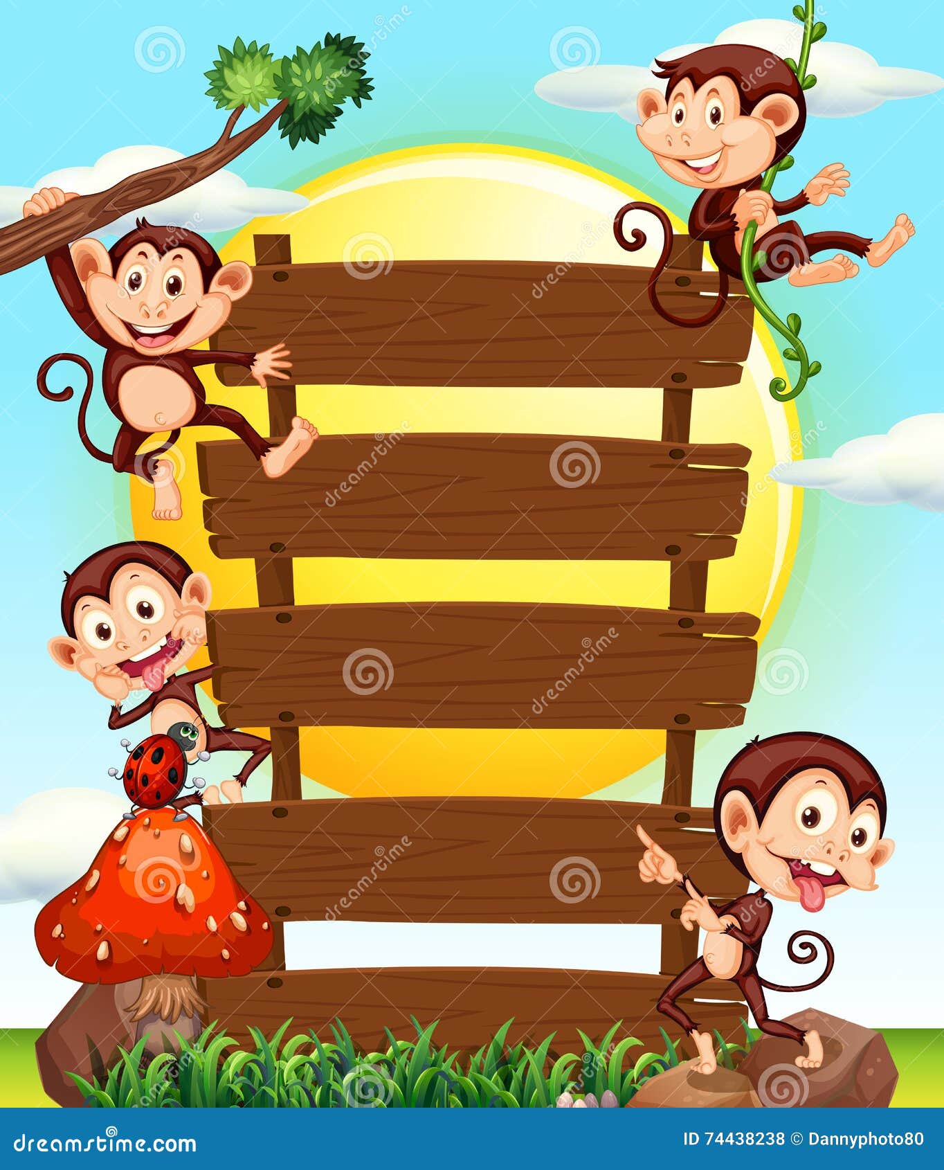 Wooden Sign Four Monkeys Stock Illustrations – 3 Wooden Sign Four ...