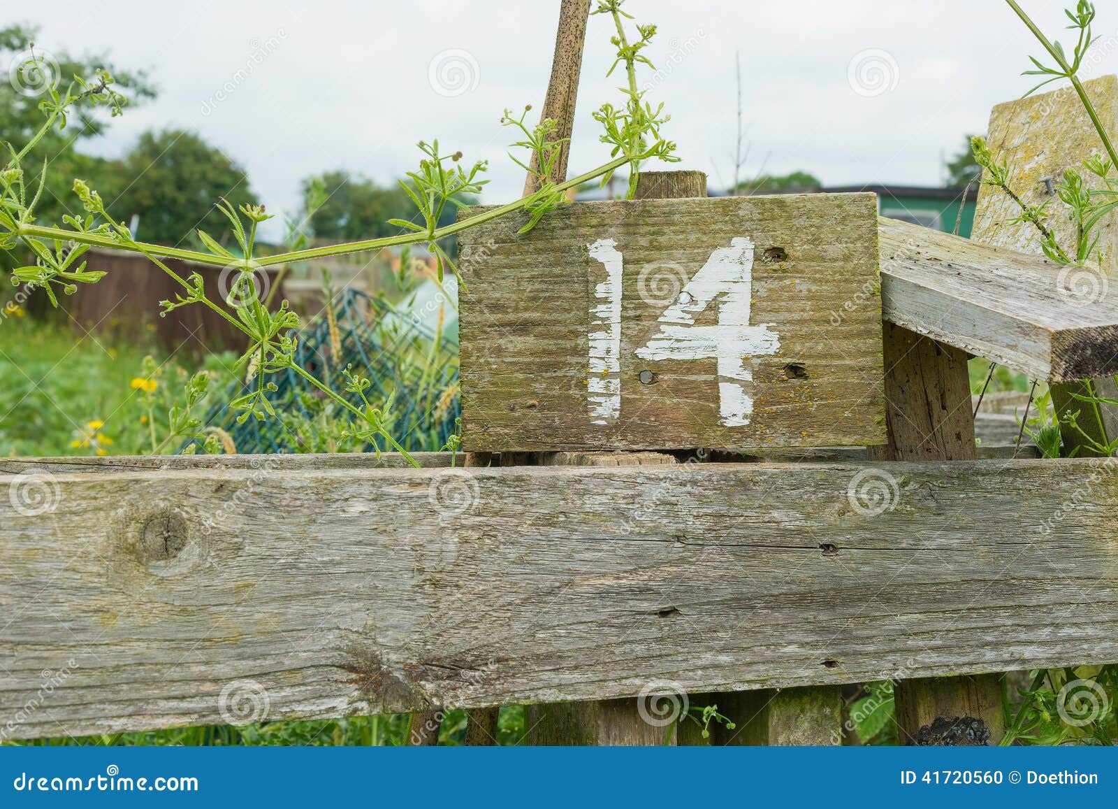 Wooden Sign Giving Garden Plot Number Stock Photo - Image of retro ...