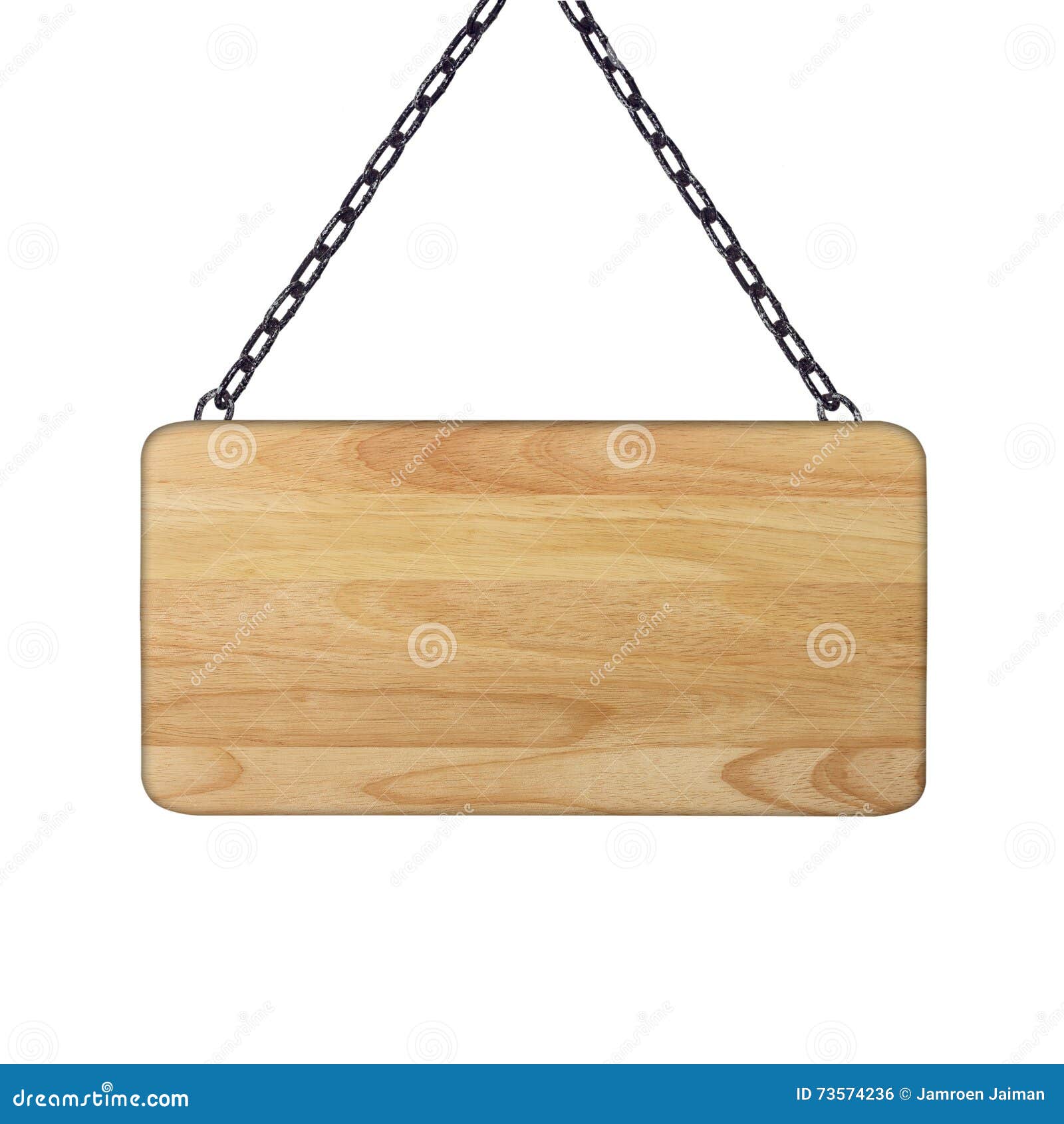 Wooden Sign Hanging on a Chain Isolated on White Stock Photo - Image of ...