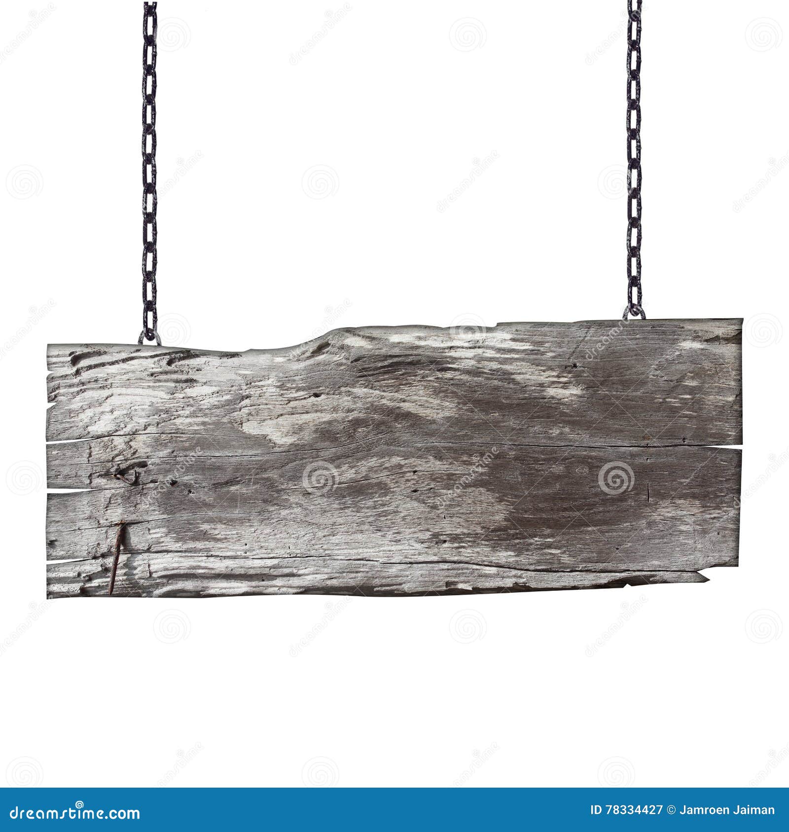Wooden Sign Hanging on a Chain Isolated on White. Stock Image - Image ...