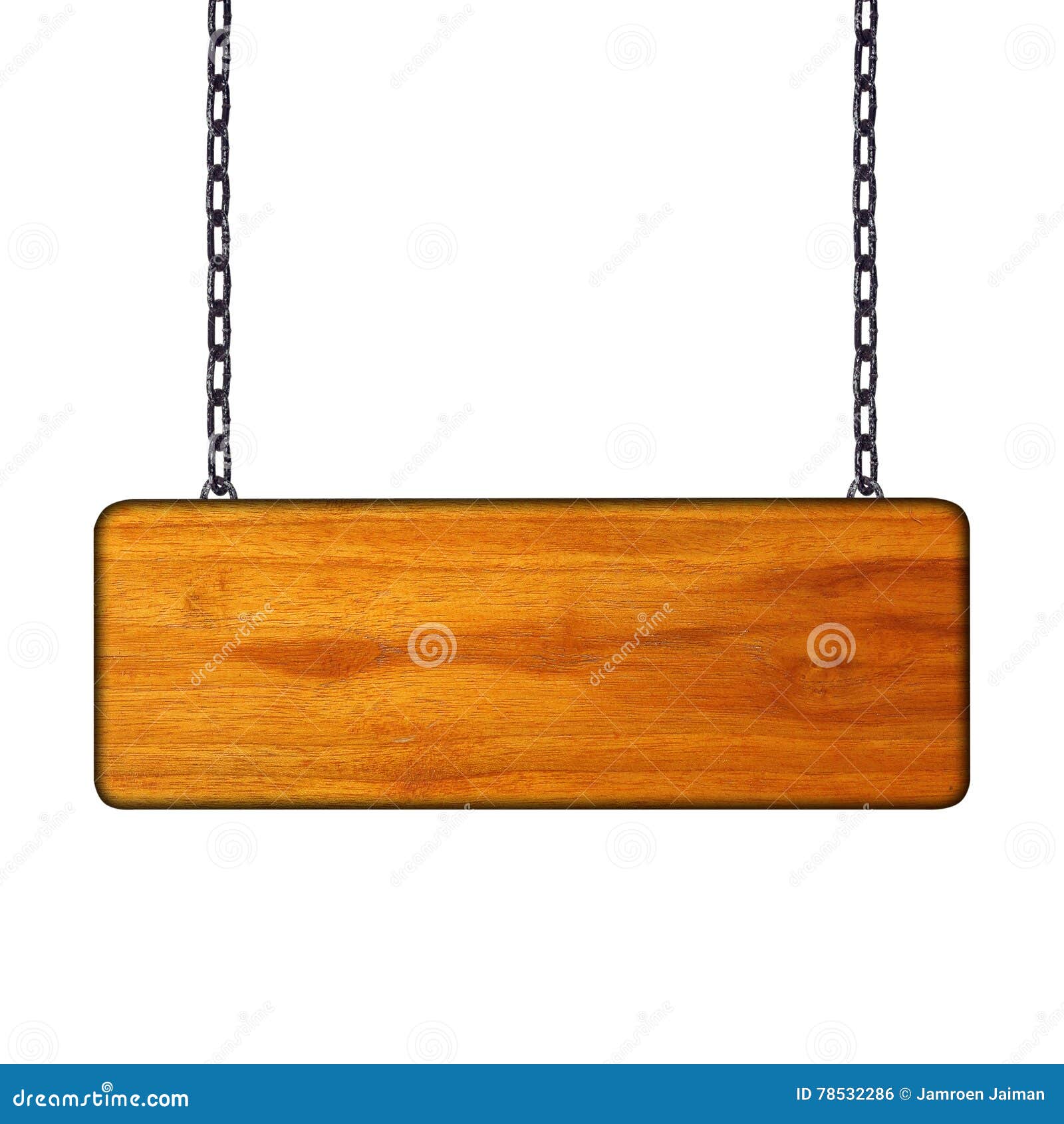 Wooden Sign Hanging on a Chain Isolated on White. Stock Photo - Image ...