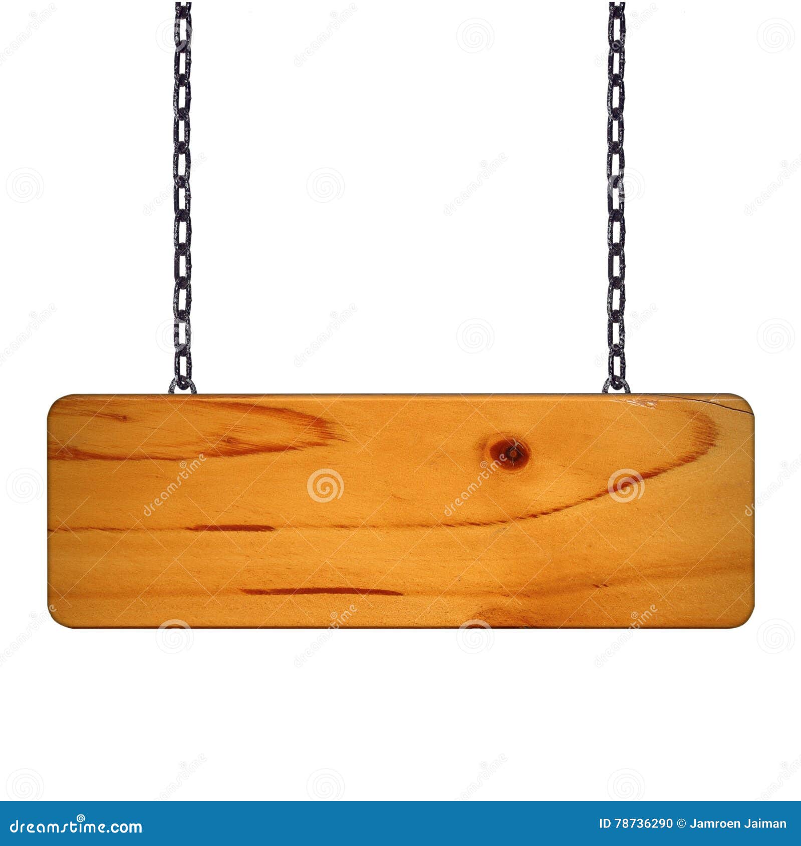 Wooden Sign Hanging on a Chain Isolated on White. Stock Photo - Image ...