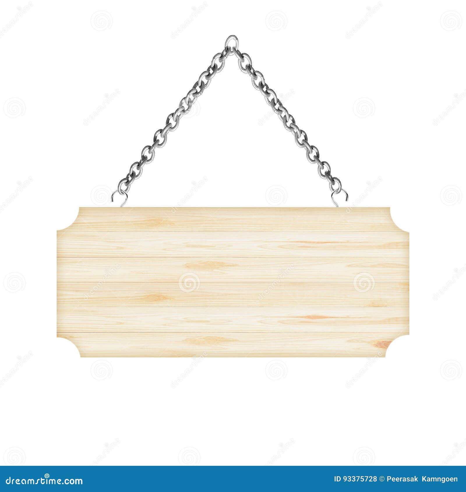 Wooden Sign Hanging on a Chain Isolated on White Stock Photo - Image of ...