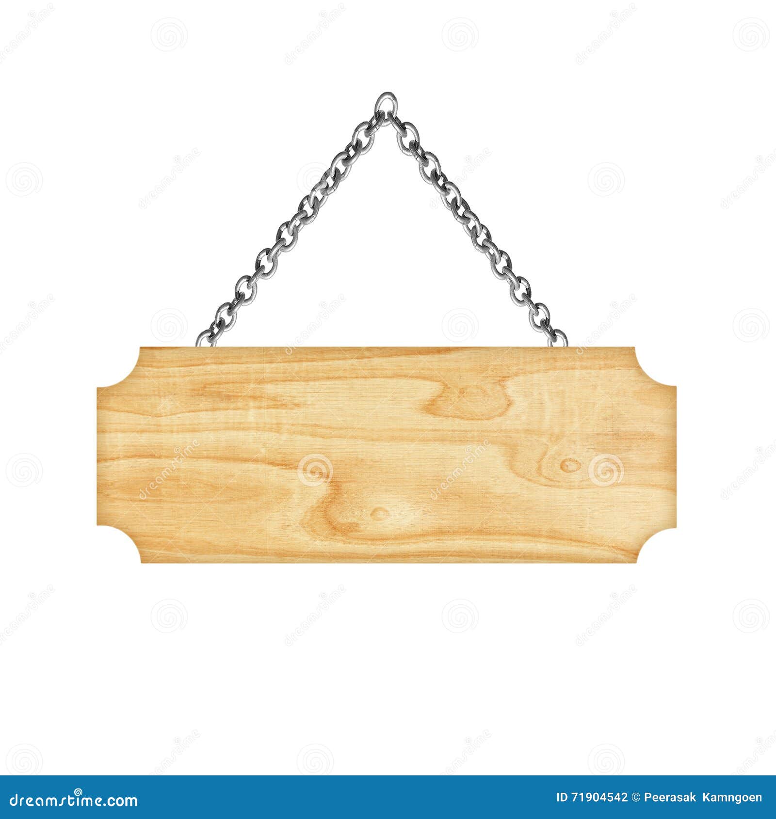 Wooden Sign Hanging on a Chain Isolated on White Background Stock Photo ...