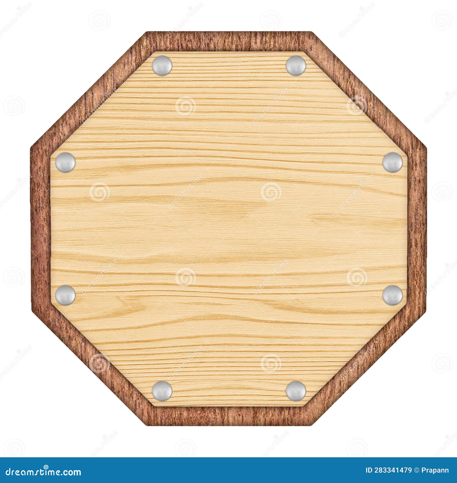 Wooden Sign Hexagonal Isolated on White Stock Image - Image of layout ...