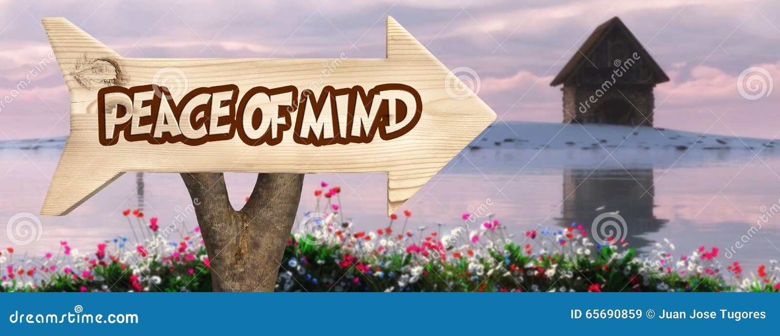 Wooden Sign Indicating Peace of Mind Stock Illustration - Illustration ...