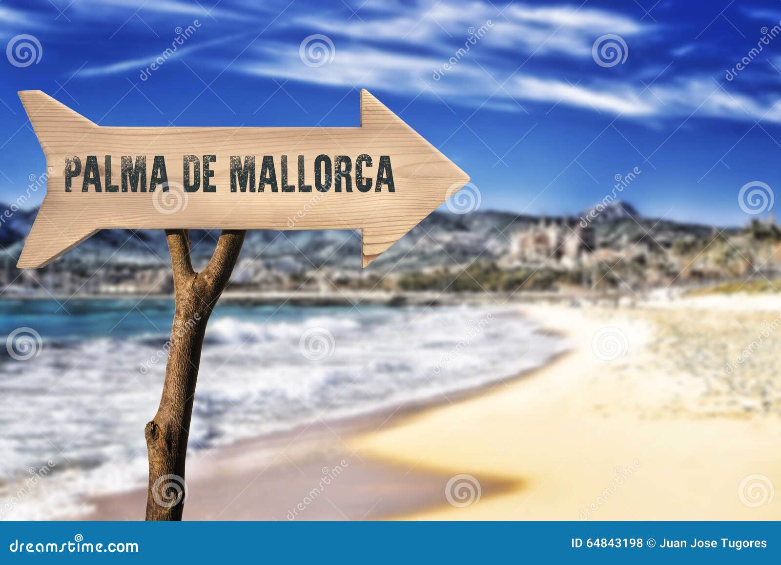 Wooden Sign Indicating To Majorca Stock Illustration - Illustration of ...