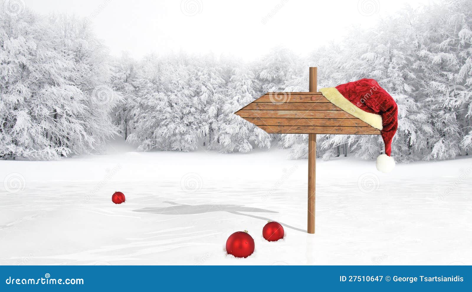 Wooden sign with Santa hat stock illustration. Illustration of claus ...