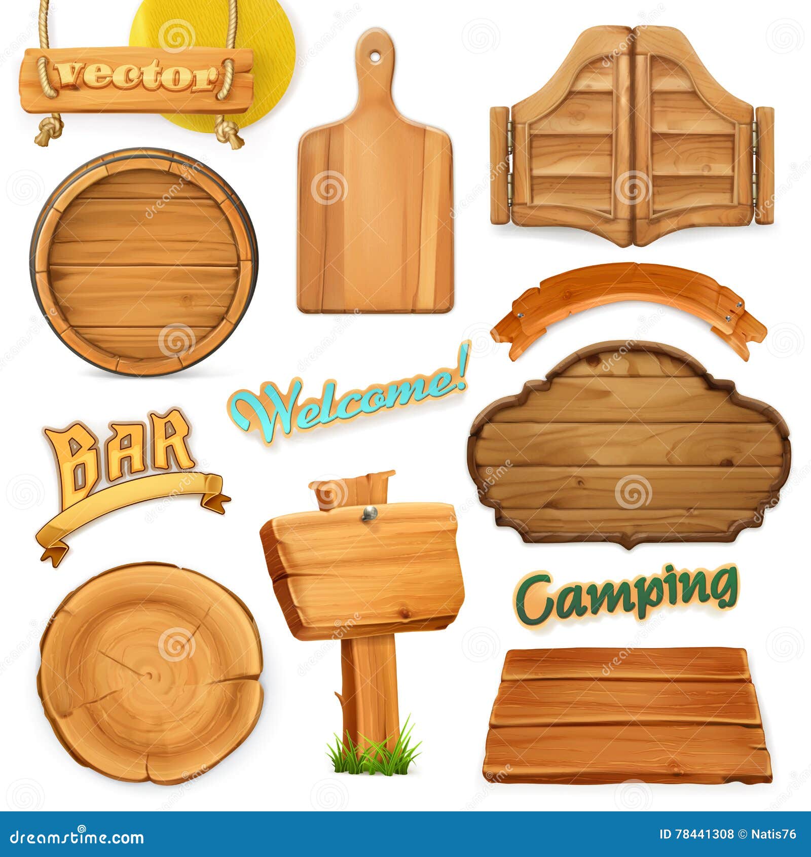 Wooden Sign Set. Template for Logo, Emblem. Vector Stock Vector ...