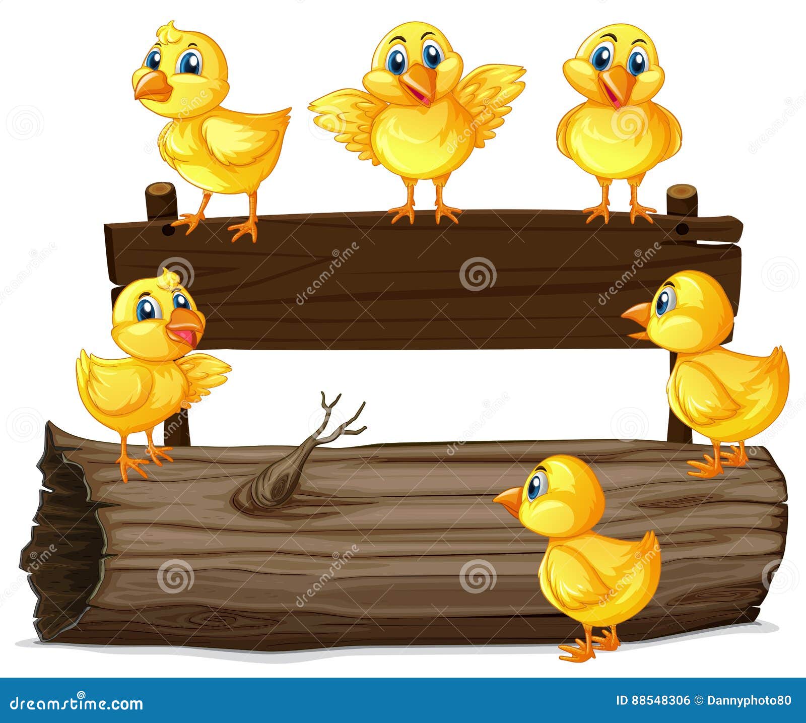 Wooden Sign with Six Chicks Stock Vector - Illustration of farm, animal ...