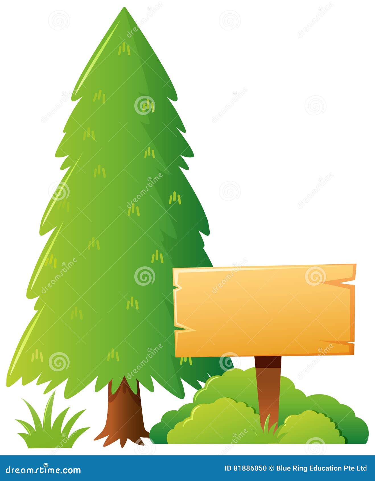 Wooden Sign Template with Park Background Stock Vector - Illustration ...