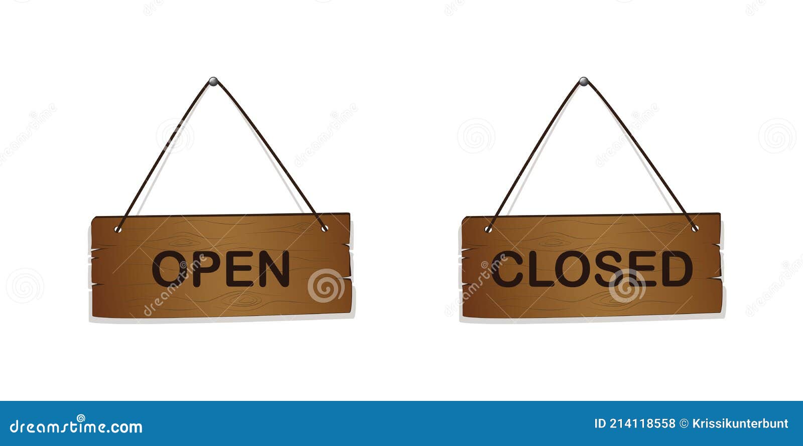 Wooden Sign with Text Open and Closed Stock Vector - Illustration of ...